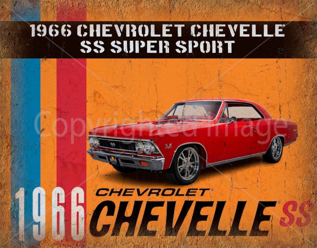 1966 Chevrolet Chevelle SS Super Sport , Vintage Retro Style , Metal ...