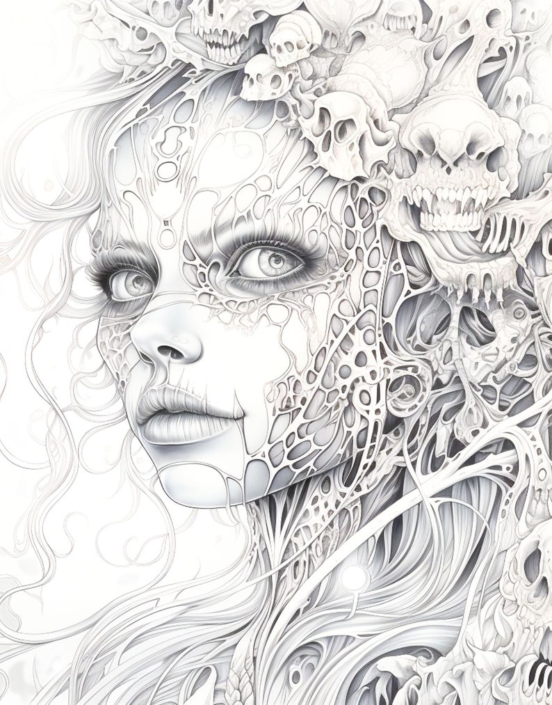 40 Women of the Shadows Grayscale and Black & White Coloring Pages ...