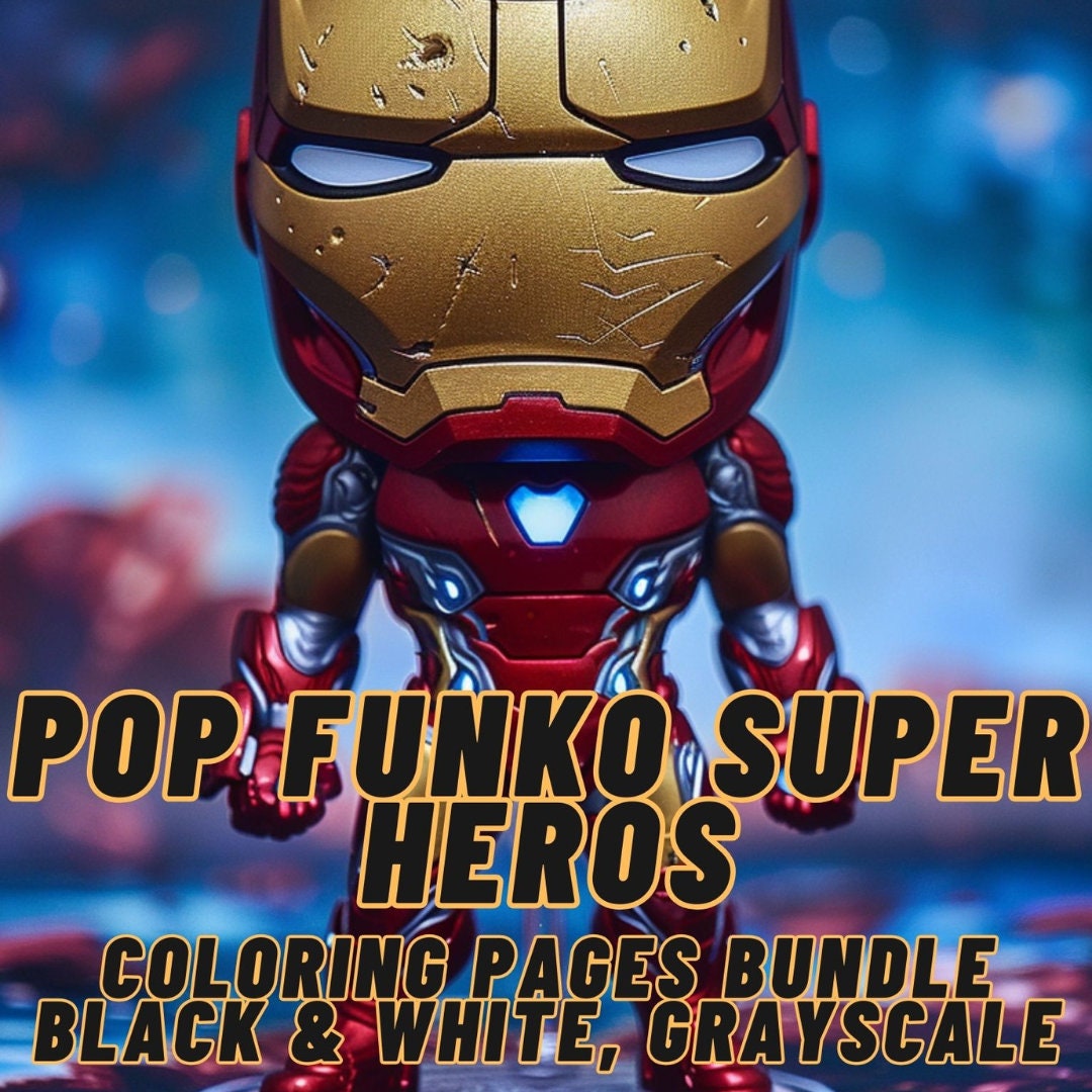 64 Pop Funko Super Hero Characters Grayscale & Black and White - Etsy