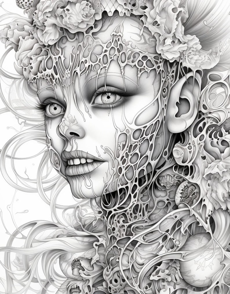 40 Women of the Shadows Grayscale and Black & White Coloring Pages ...