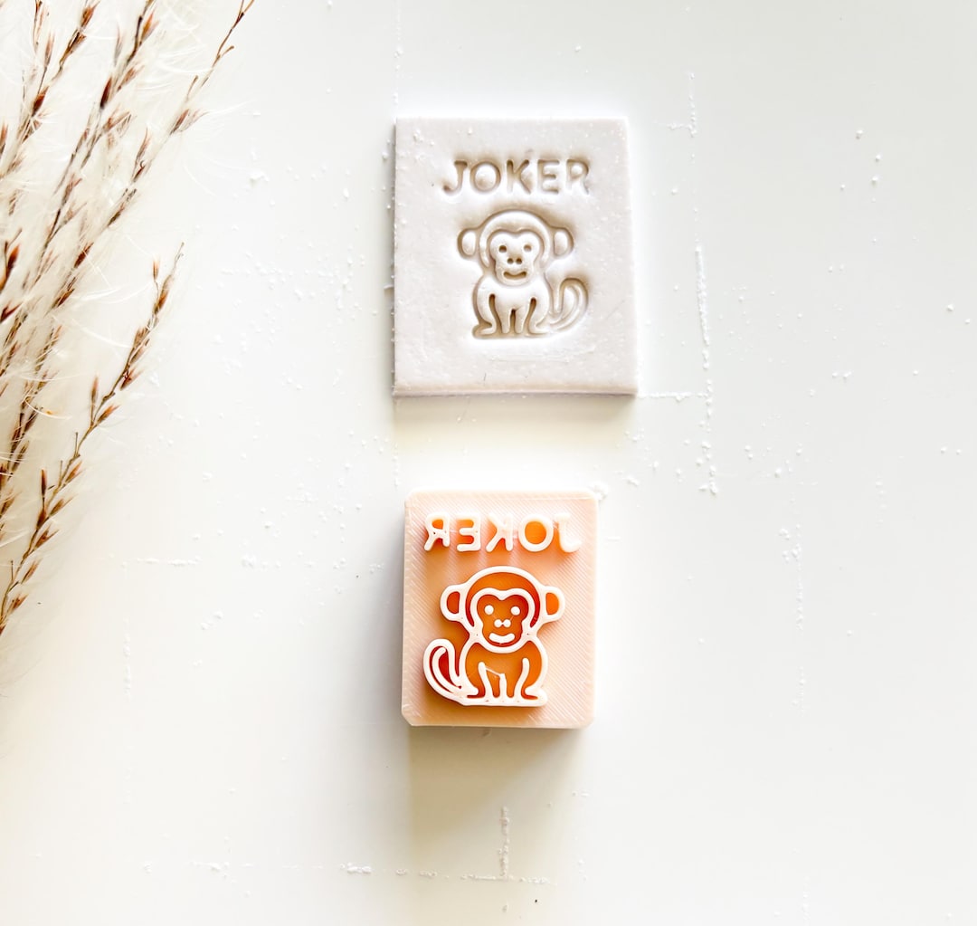 Mahjong Monkey Joker Clay Stamp Small, Polymer Clay Jewelry Tools ...