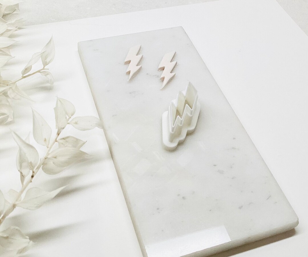 Lightning Bolt Clay Earring Cutter, Lightning Strip Earring Cutter, 3D ...