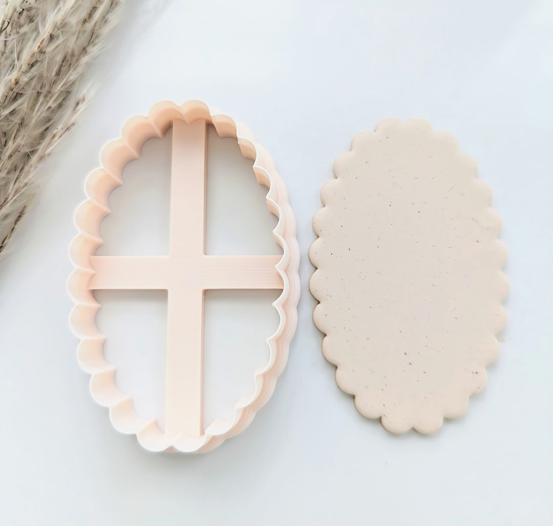 Scalloped Oval Cookie Cutter, Oval Shaped Cutter, Polymer Clay Cutter ...