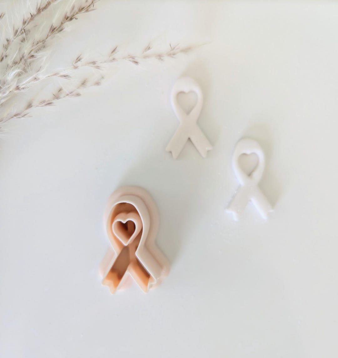 Cancer Awareness Ribbon Earring Cutter W/heart Cut Out, Breast Cancer ...