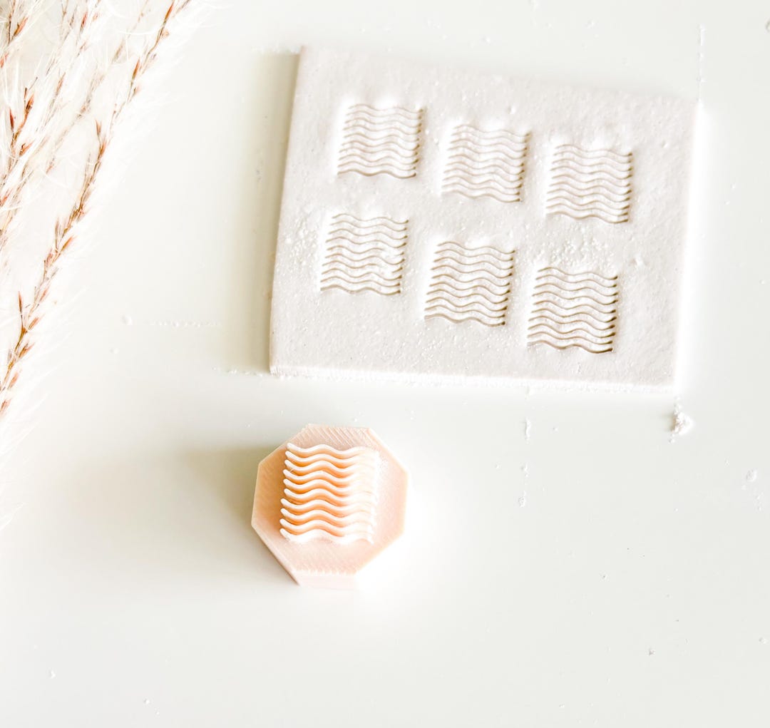 Wave Pattern Clay Stamp Small, Polymer Clay Jewelry Tools, Earthenware ...