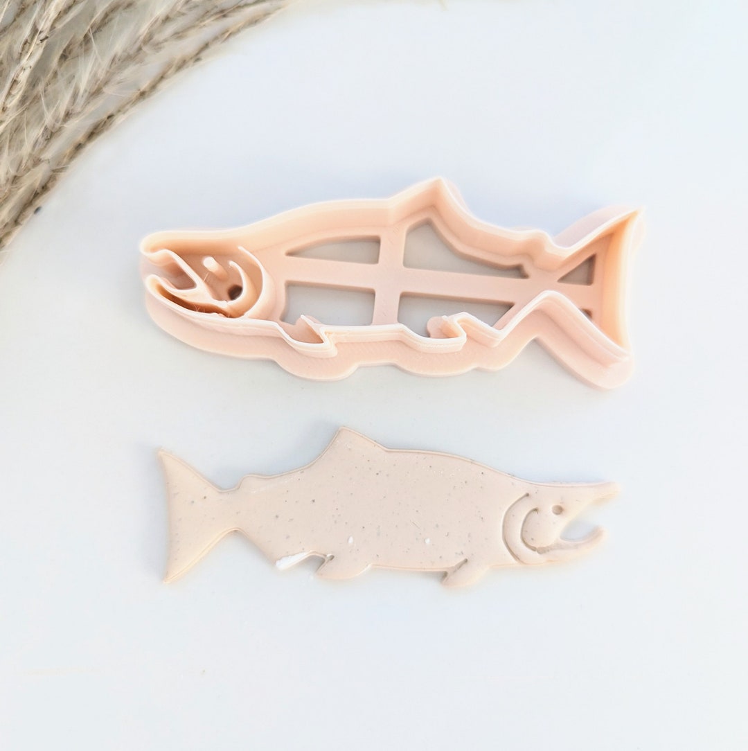 Salmon Cookie Imprint Cutter, Fish Cookie Cutter, Salmon Large Clay ...