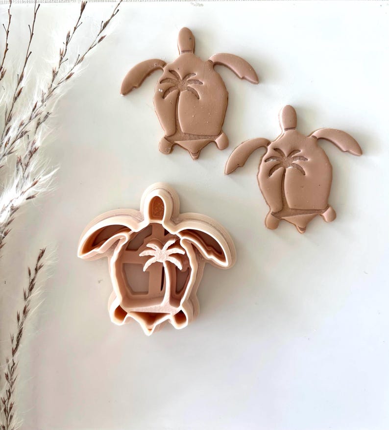 Sea Turtle With Palm Tree Imprint Earring Cutter, Sea Turtle Pendant ...
