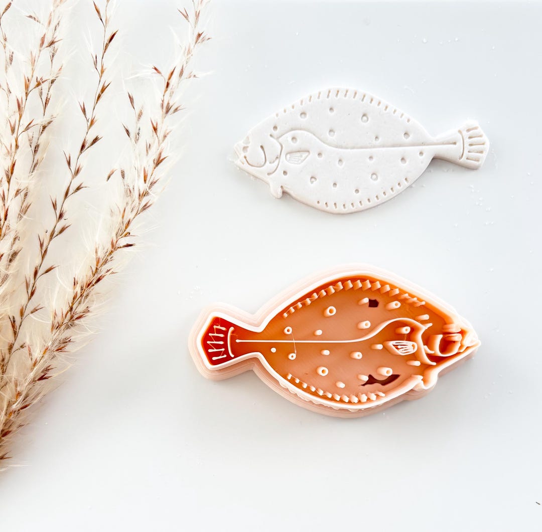 Flounder Fish Imprint Cutter 3D Printed for Polymer Clay | Marine Life ...