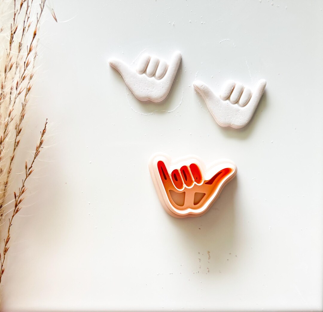 Shaka Hand Symbol Imprint Polymer Clay Earring Cutter, Shaka Pendant ...