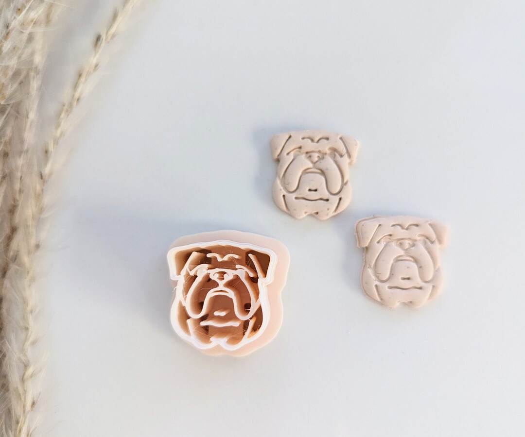 Bulldog Detailed Imprint Earring Cutter, Dog Clay Earring Cutter ...