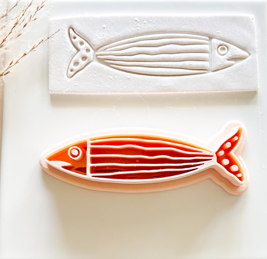 Sardine Fish Impression Stamp for Polymer & Earthenware Clay. Ceramic ...
