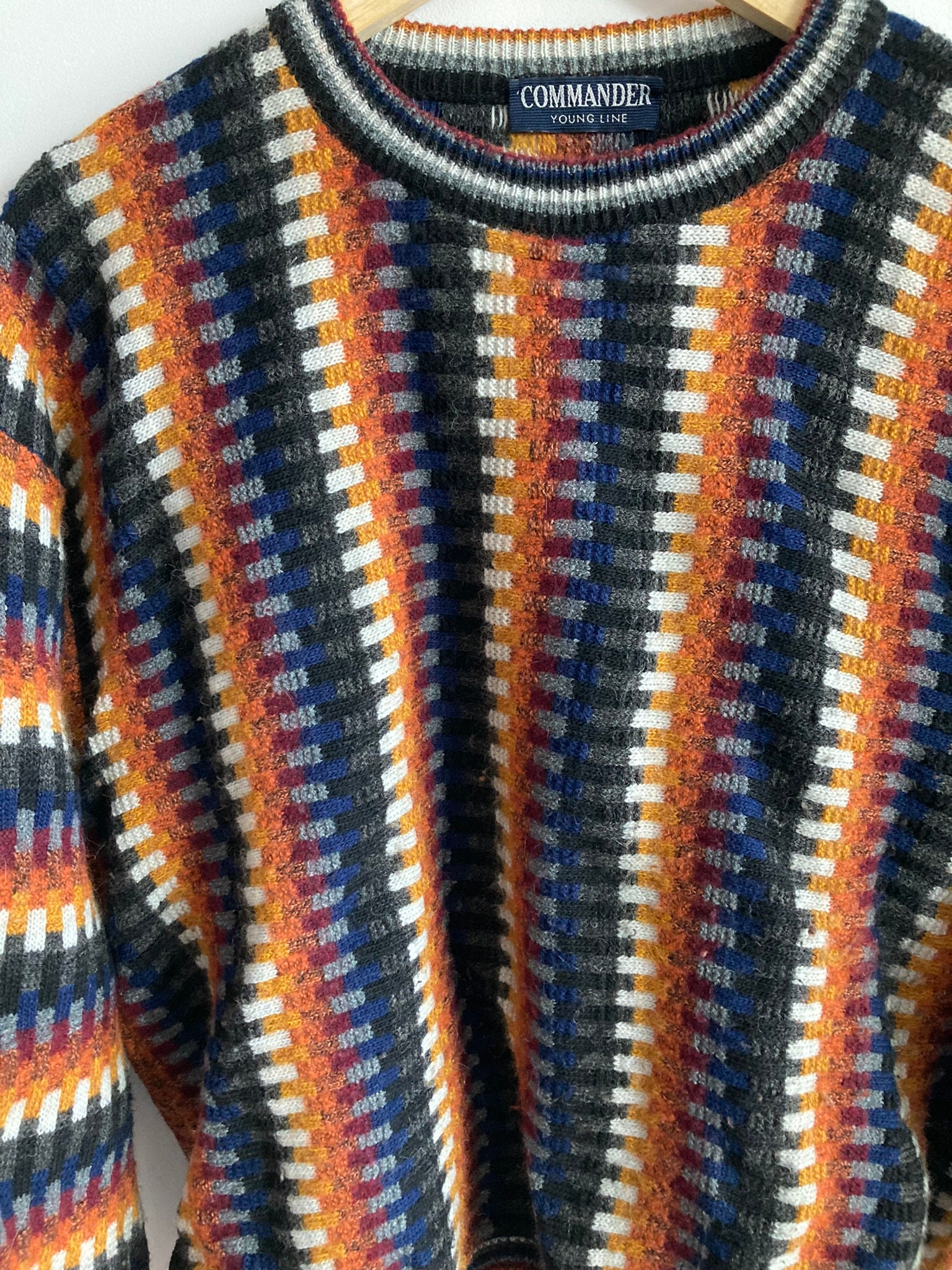 80s 90s Vintage Colorful Pattern Multicolor Ski Wool Knit Sweater - Etsy