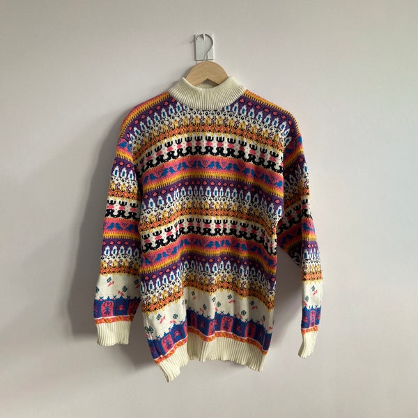 90s Colorful Sweater - Etsy