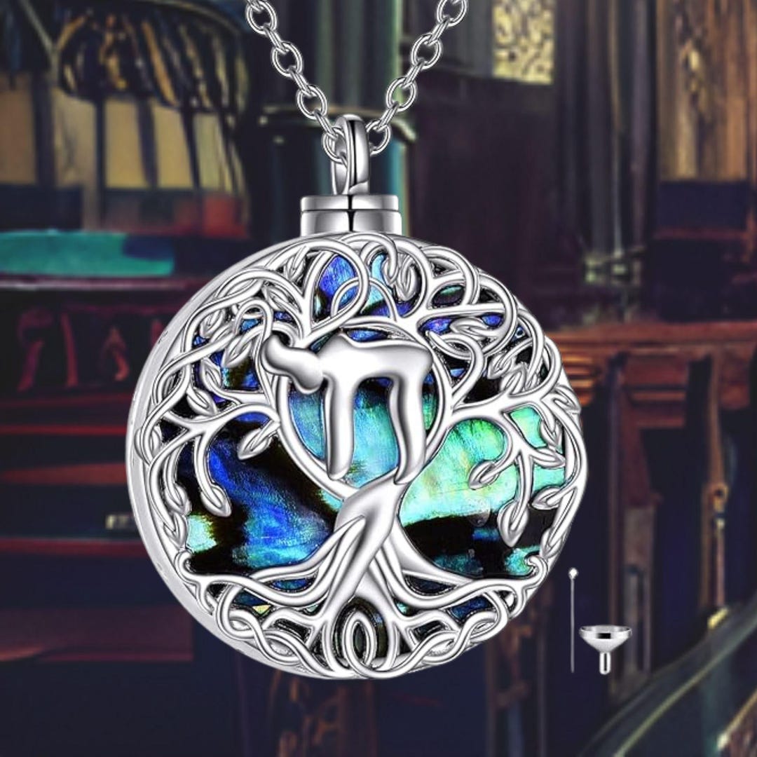 Tree of Life Urn Necklace With Chai Symbol - 925 Sterling Silver - Etsy