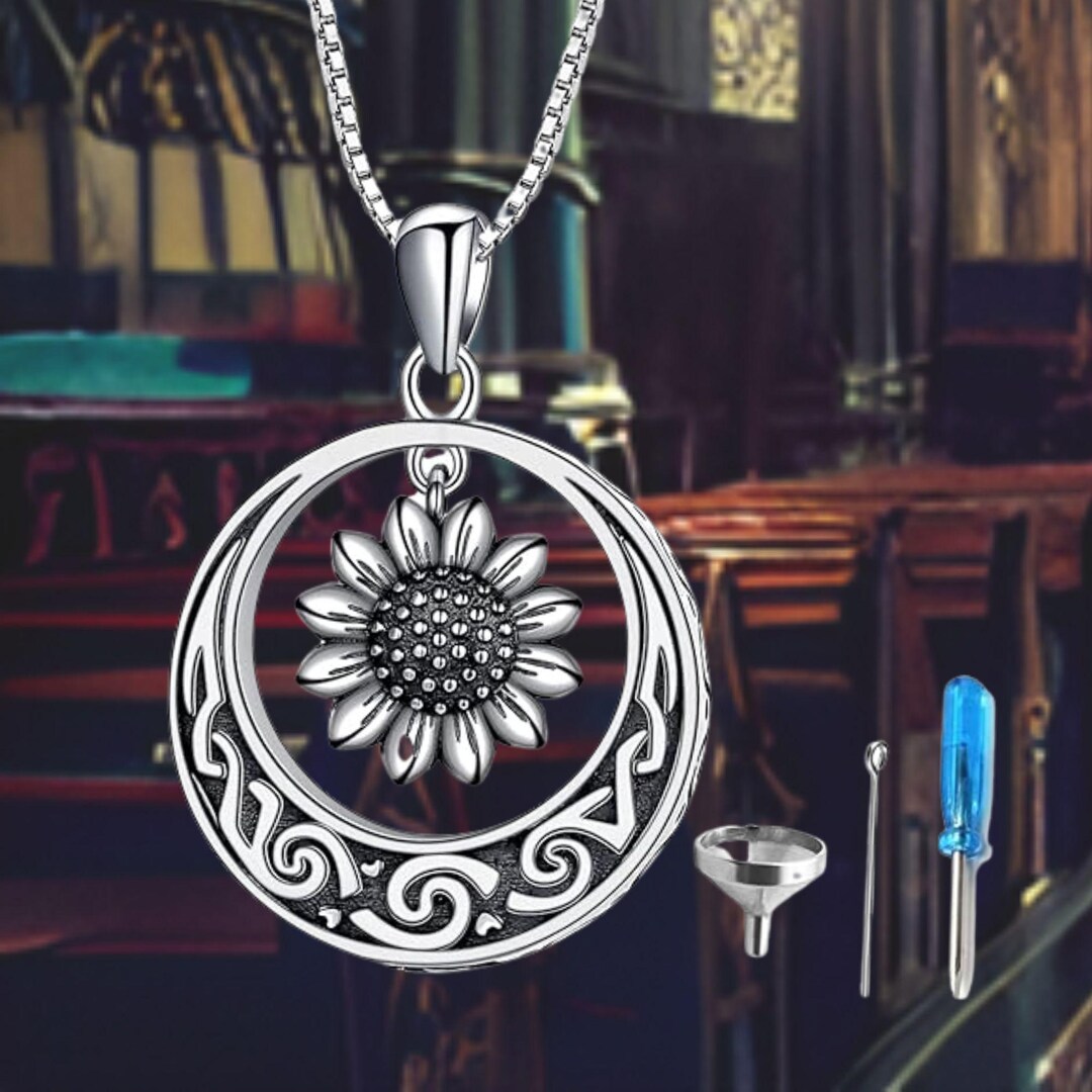 Sunflower Celtic Urn Necklace Sterling Silver Necklace for Women - Etsy