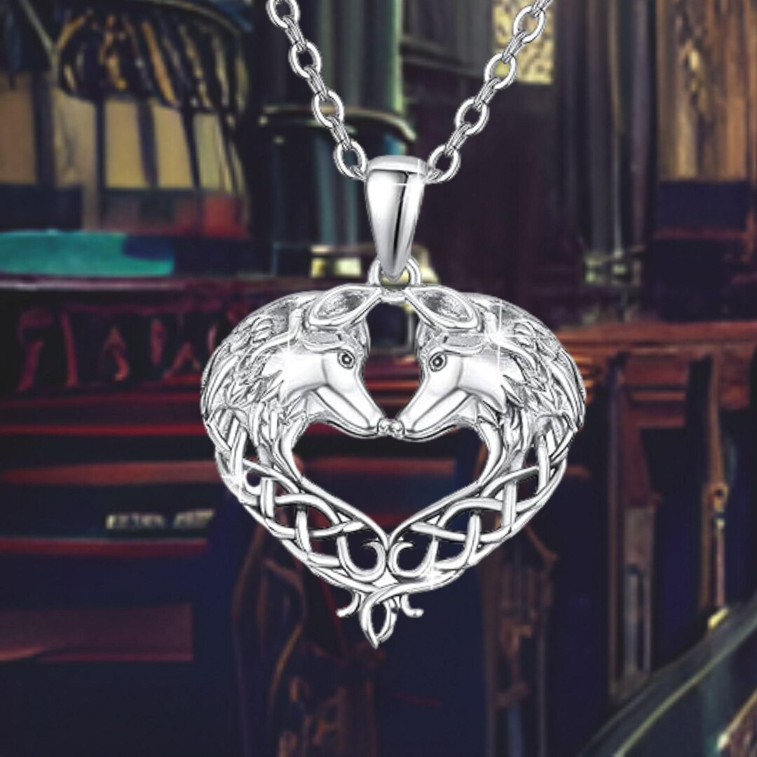 Celtic Knot Horse Necklace Sterling Silver Love Heart Necklace - Etsy