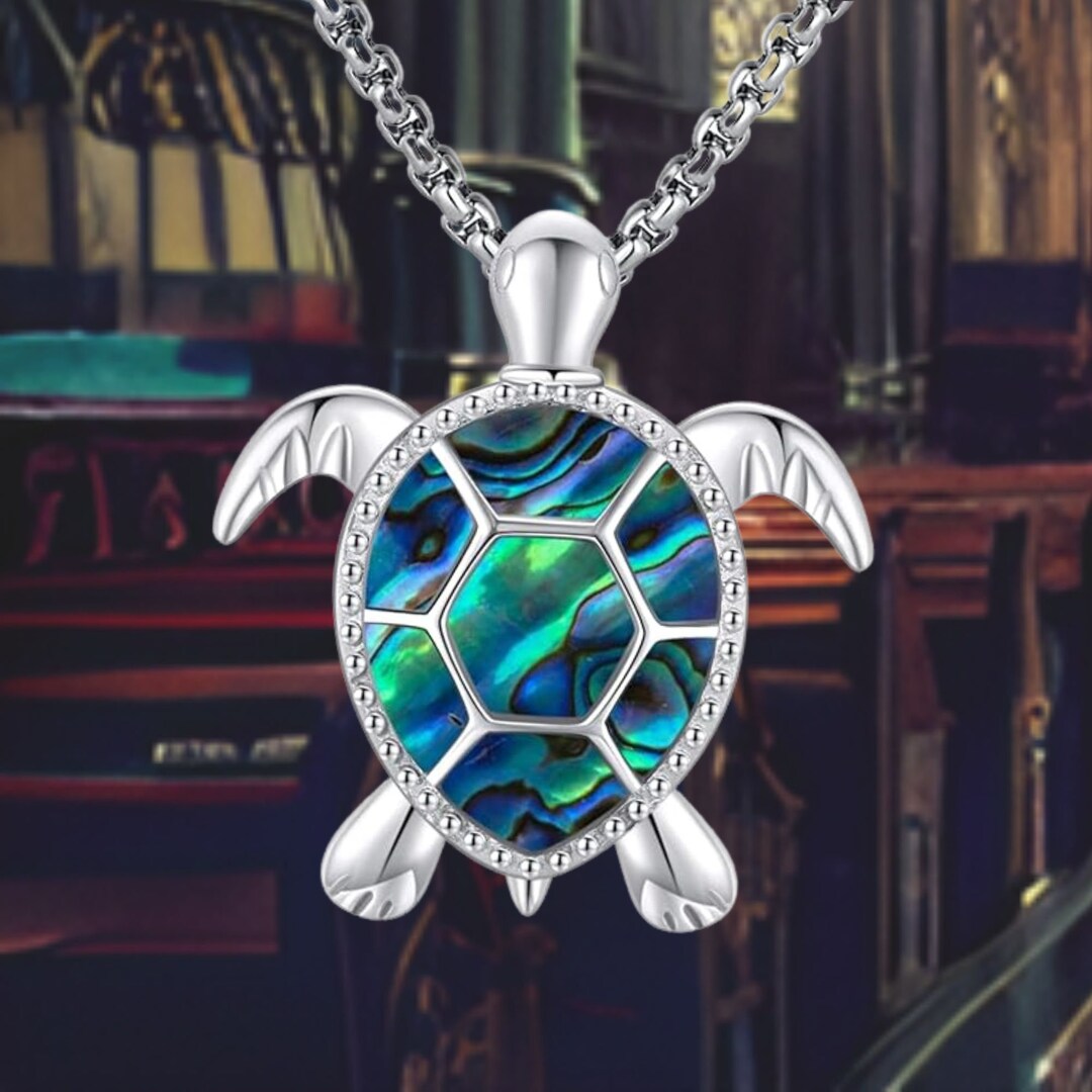 Turtle Necklace Abalone Shell Animal Silver Necklace for Women Men - Etsy