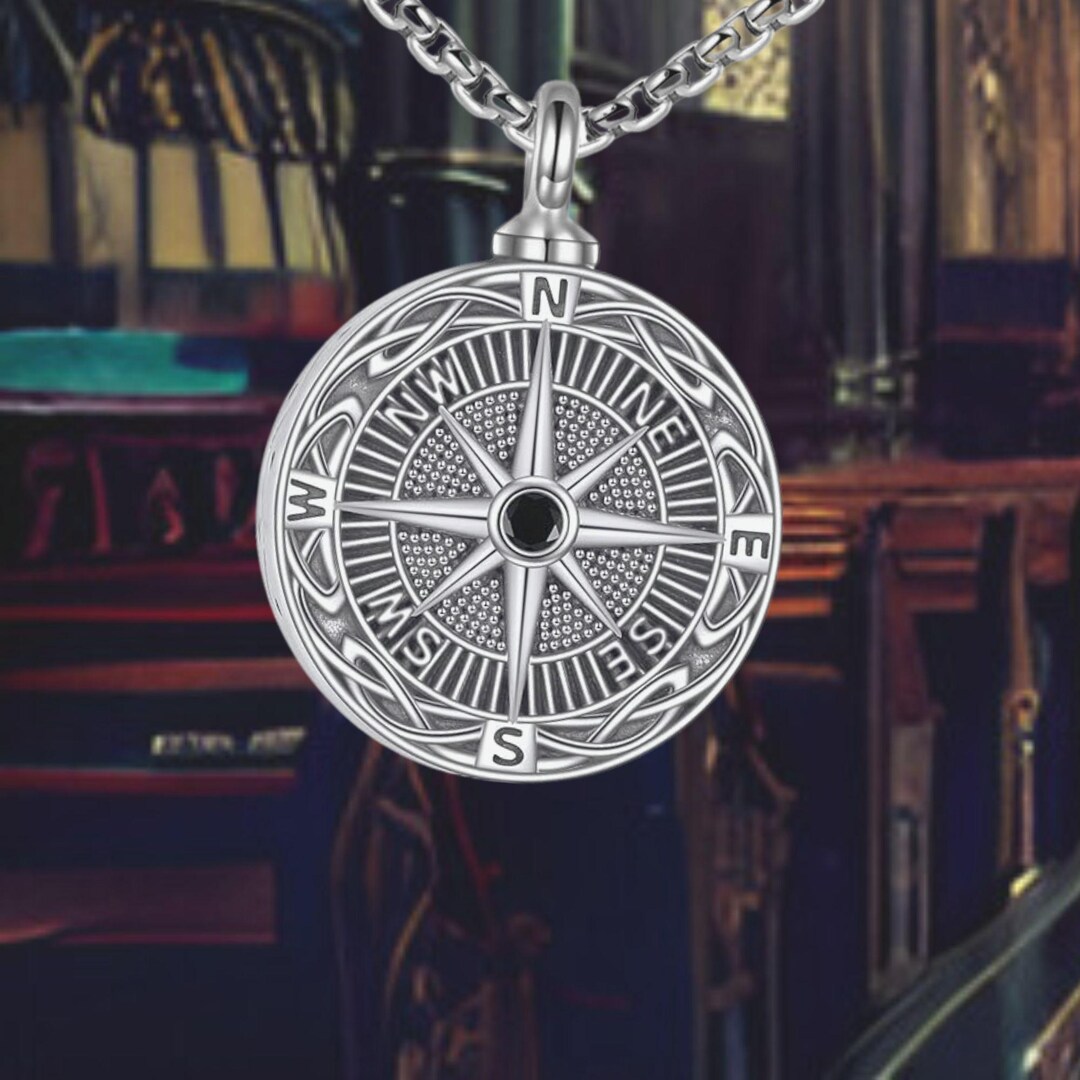 925 Sterling Silver Celtic Knot Compass Necklace Compass Cremation ...