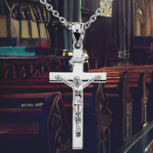 925 Sterling Silver Catholic Jesus Christ Cross Crucifix Pendant ...