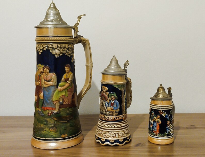 Amazing Lidded German Beer Stein Great Graphics 3 Psc - Etsy