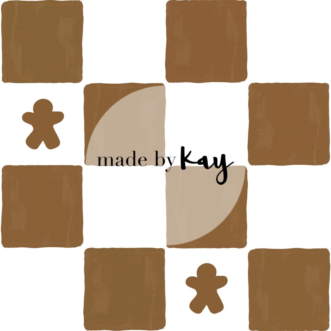 Gingerbread Man Christmas Watercolor Checkers Seamless File, Brown ...