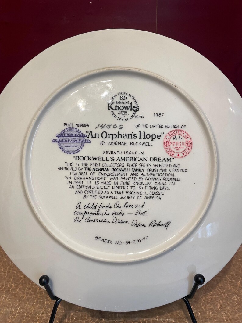Vintage 1987 Norman Rockwell “an Orphan’s Hope” Collector Plate - Etsy
