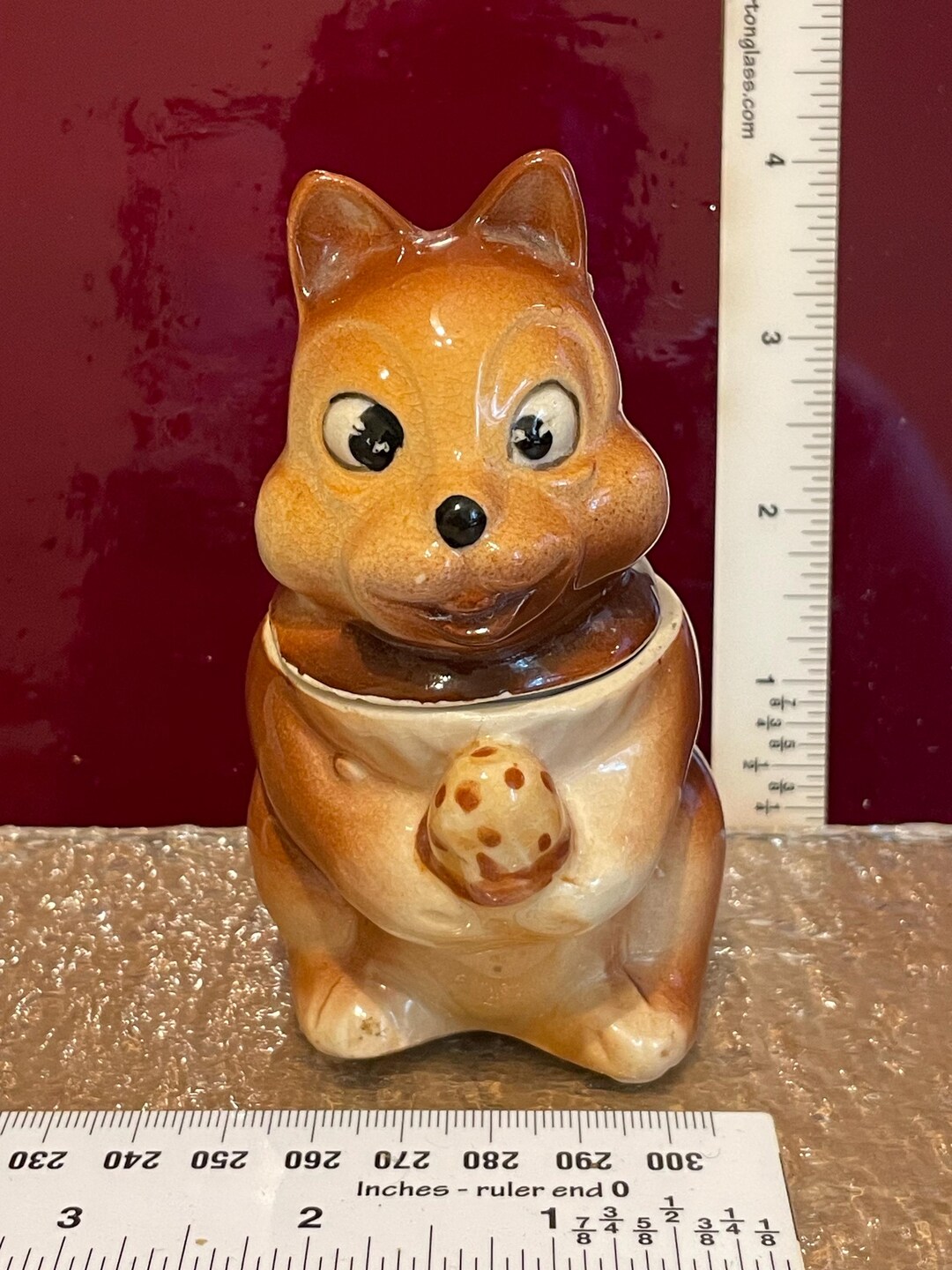 Vintage 4" Ceramic Chipmunk/squirrel Container With Lid - Etsy