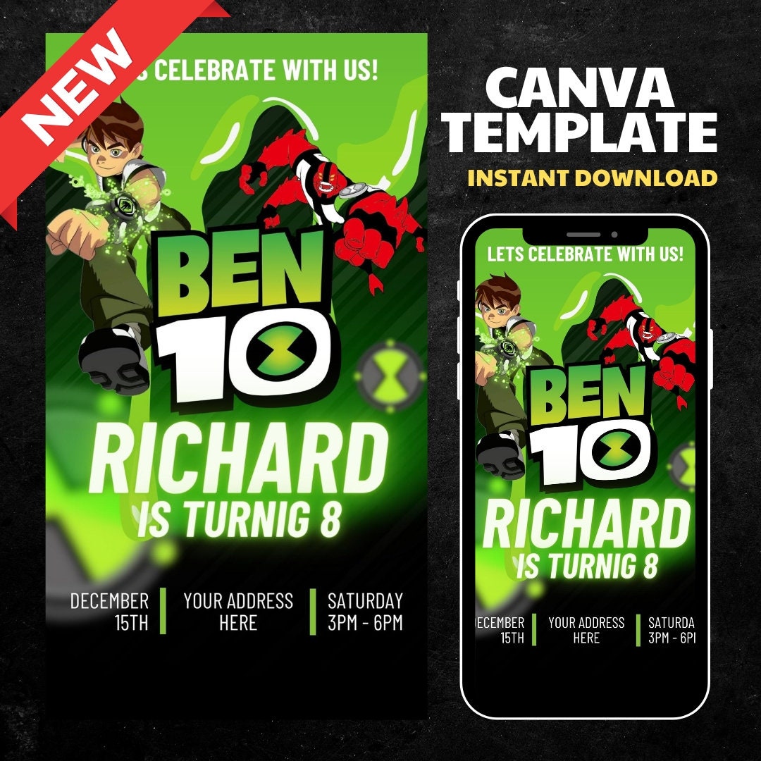 Digital Invitation Card. Ben 10 - Etsy