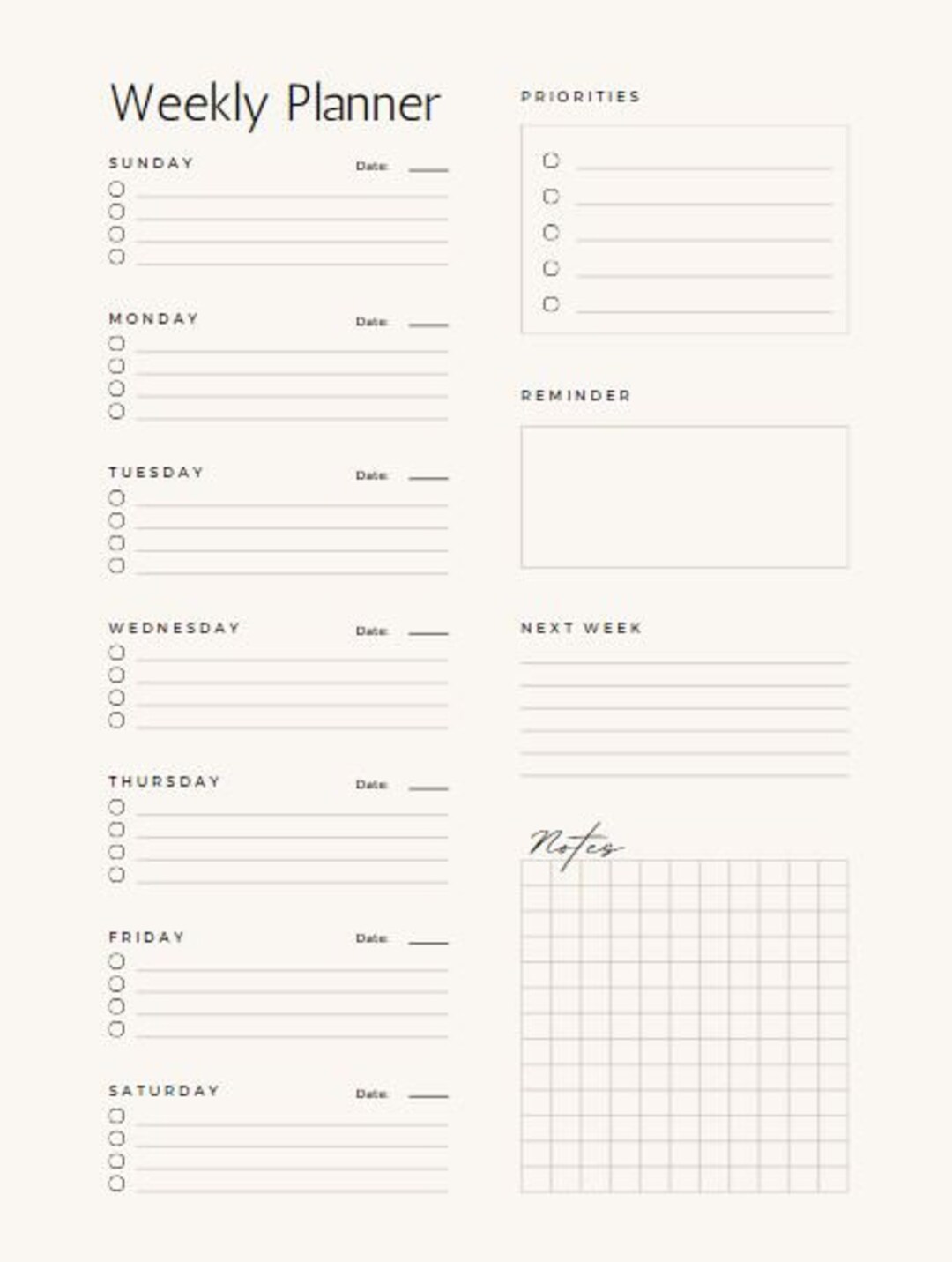 Full Year Weekly Planner Printable - Etsy