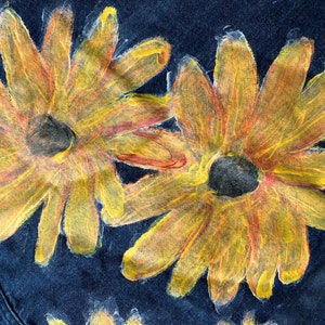 Hand Painted Sunflower Denim Jacket, Jean Jacket, Upscaled Custom ...