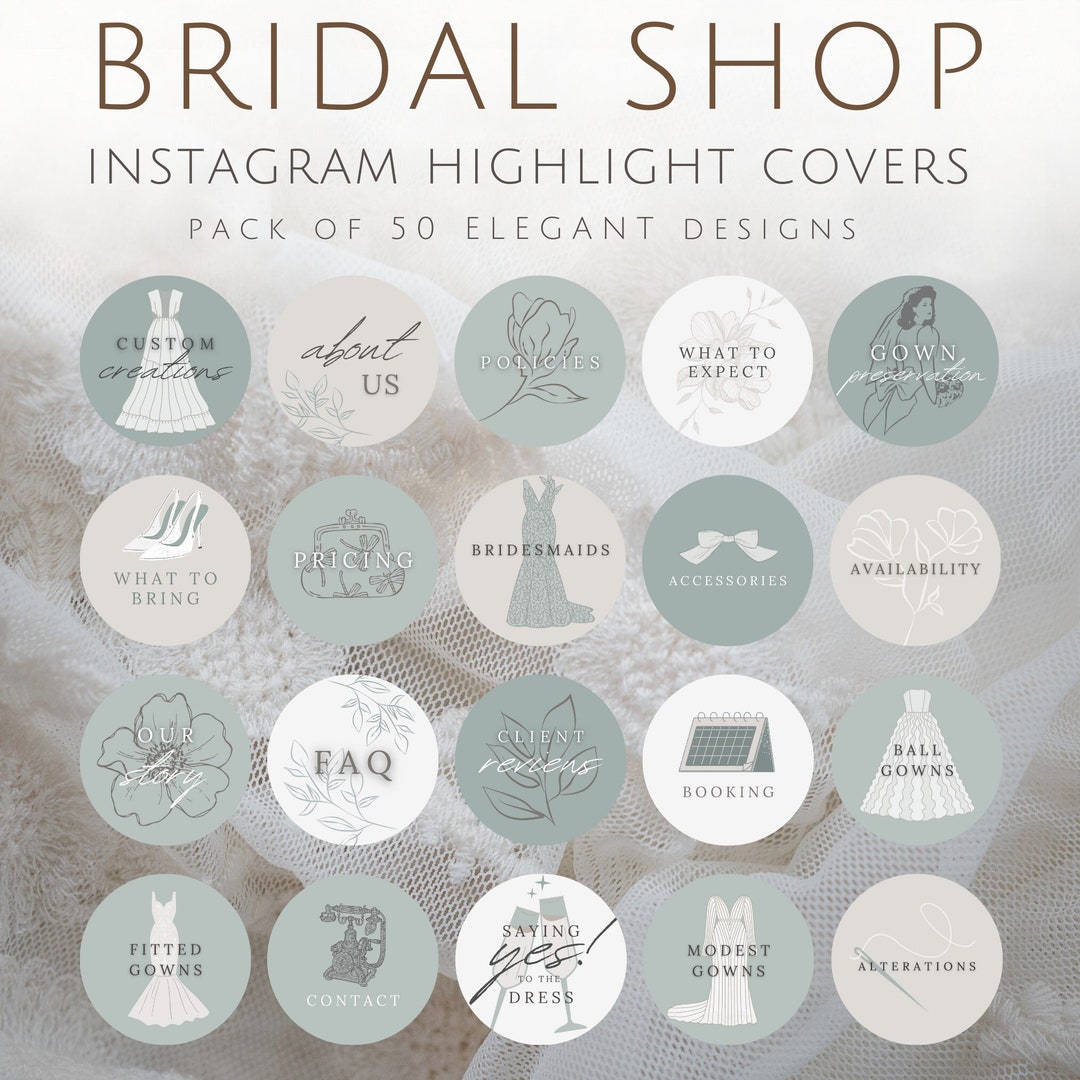 Bridal Shop Instagram Story Highlight Covers | Wedding Instagram ...