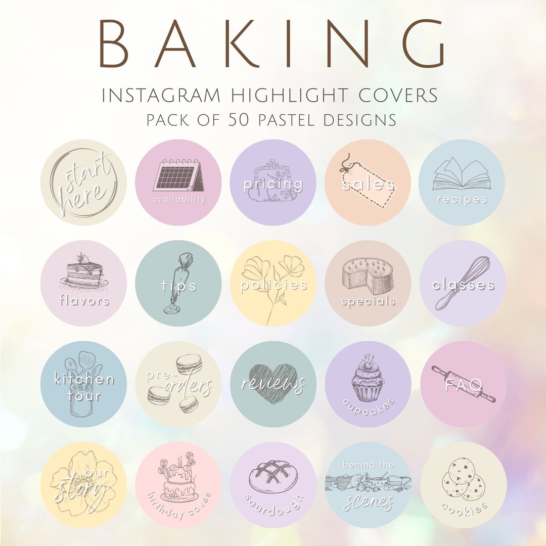 Pastel Home Bakery Instagram Story Highlight Covers Digital Download ...