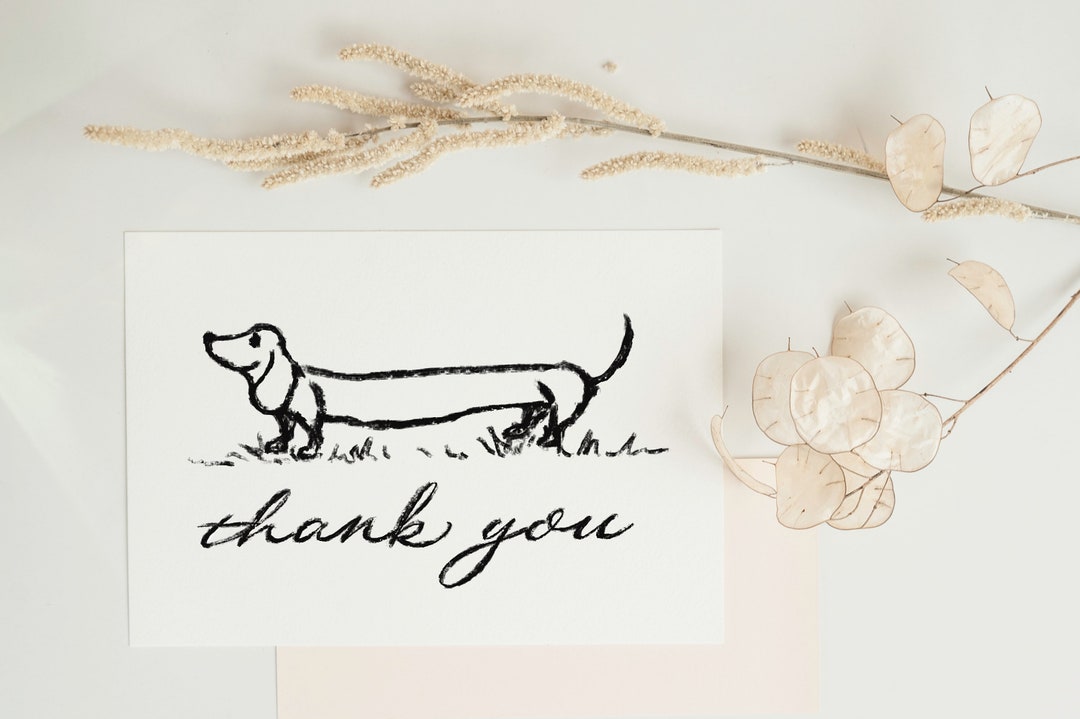 Dachshund Dog Digital Download Thank You Card Minimalist Weiner Dog ...