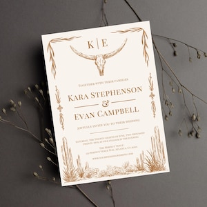 Rustic Western Wedding Invitation Template | Elegant Desert Wedding ...