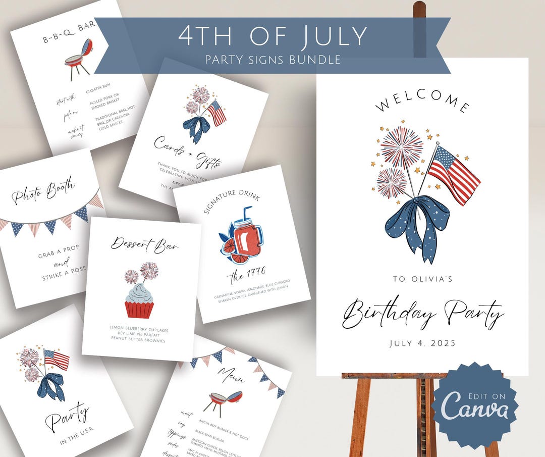 Cute Fourth of July Printable Party Signs | Red White and Two Patriotic ...