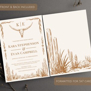 Rustic Western Wedding Invitation Template | Elegant Desert Wedding ...