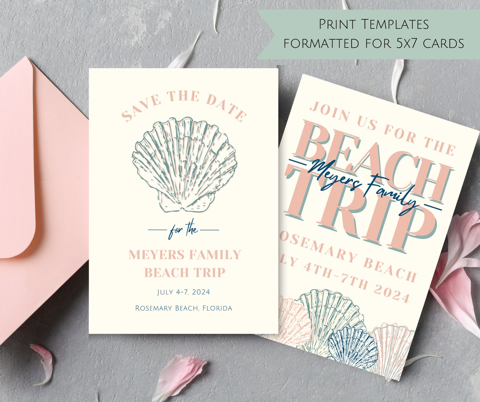 Family Beach Trip Invitation and Itinerary Printable Templates | Family ...