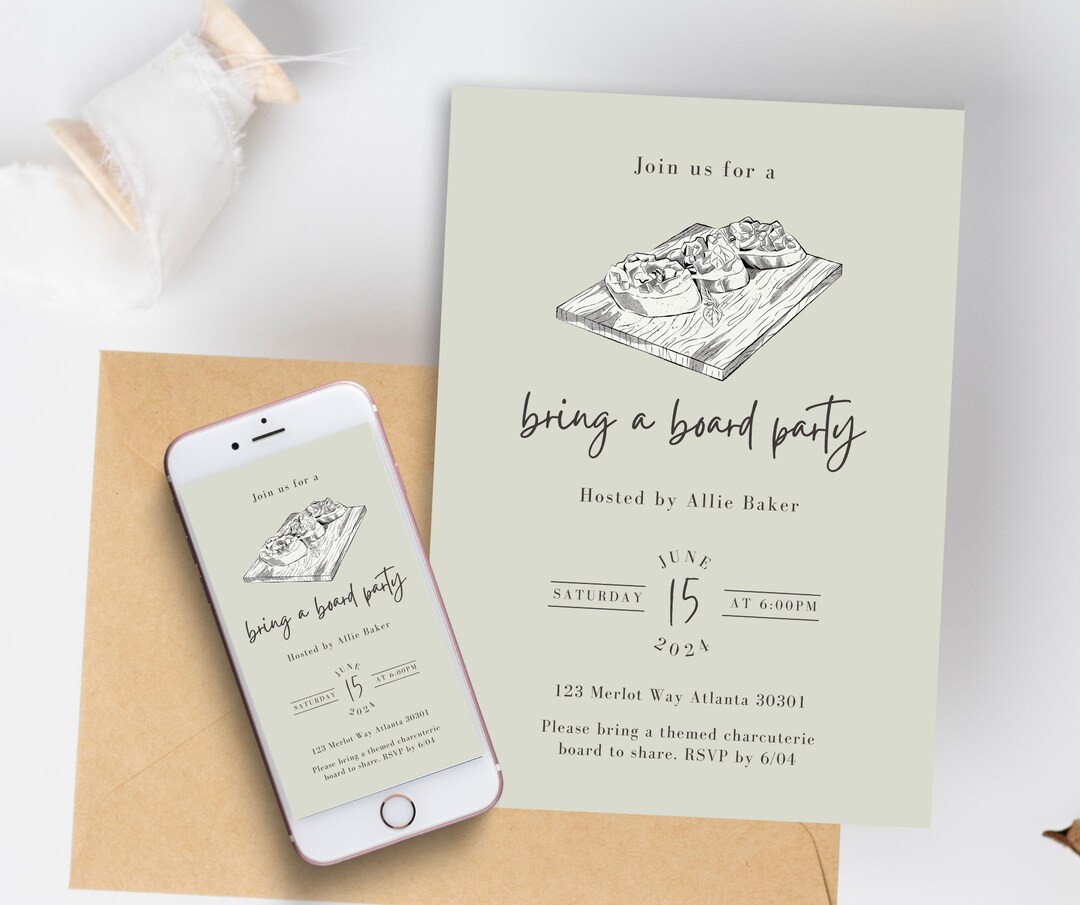Charcuterie Board Party Invitation | Digital Download Editable Template ...