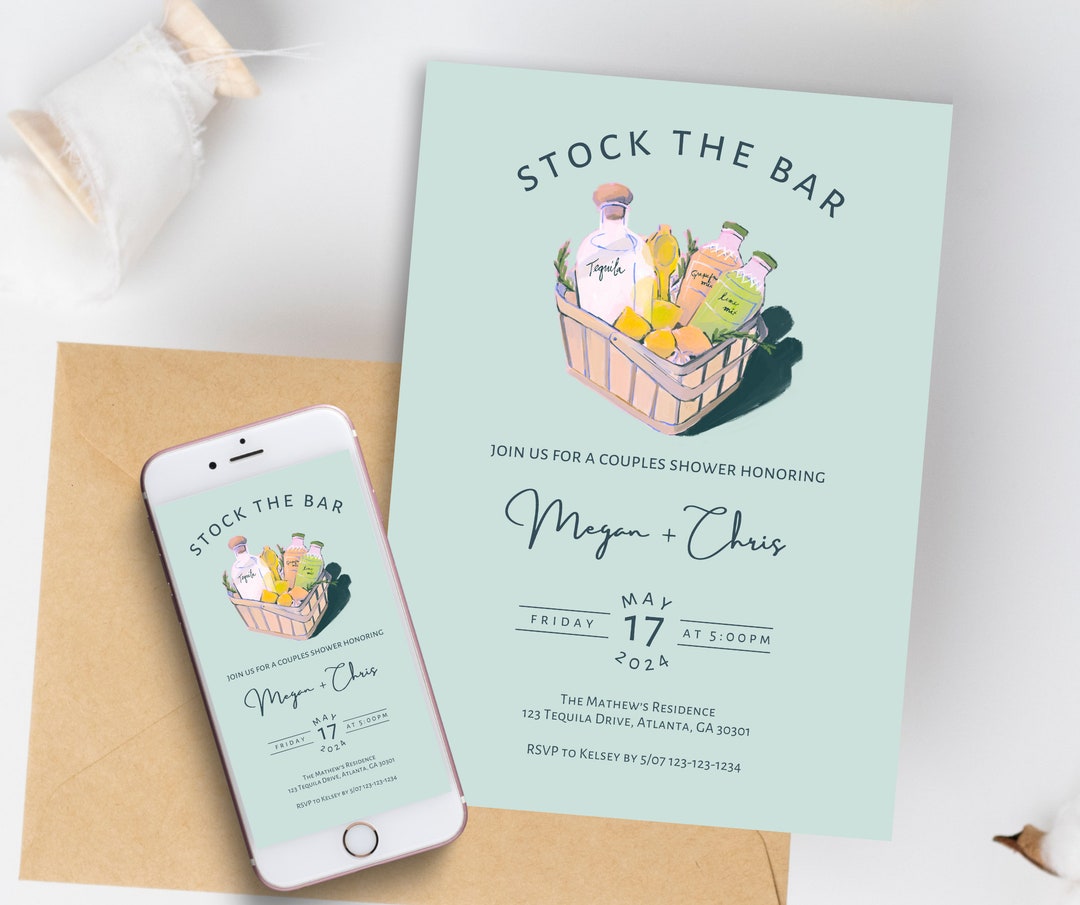 Stock the Bar Party Invitation | Digital Download Editable Template ...