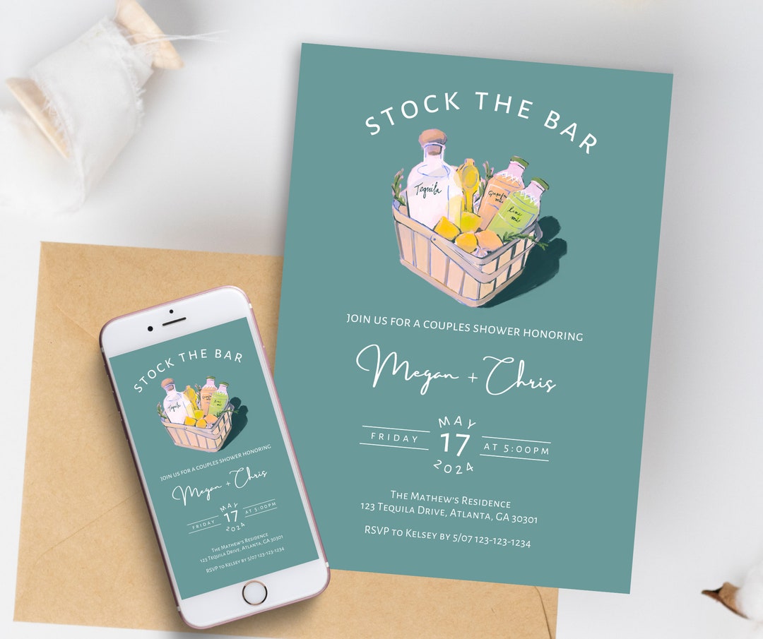 Stock the Bar Party Invitation | Digital Download Editable Template ...