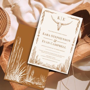 Rustic Western Wedding Invitation Template | Elegant Desert Wedding ...