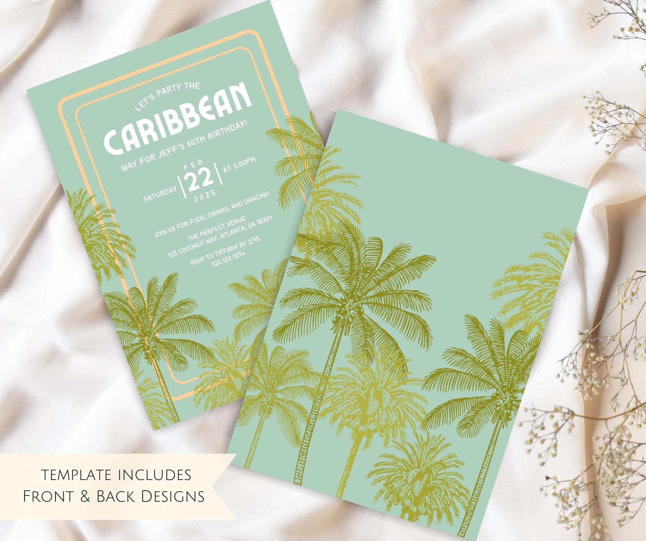 Caribbean Birthday Party Invitation Template | Tropical Island Party ...