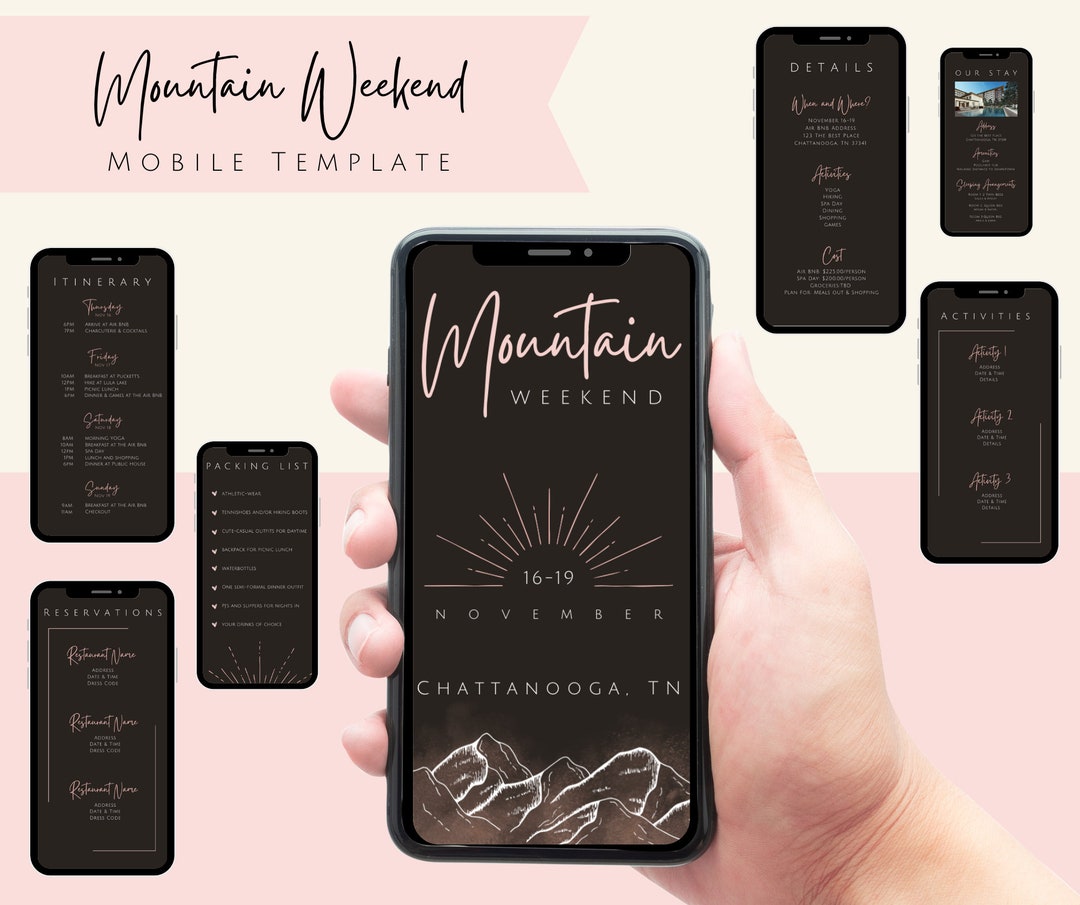 Mountain Weekend Mobile Itinerary Template | Girls Trip Invite Trip ...