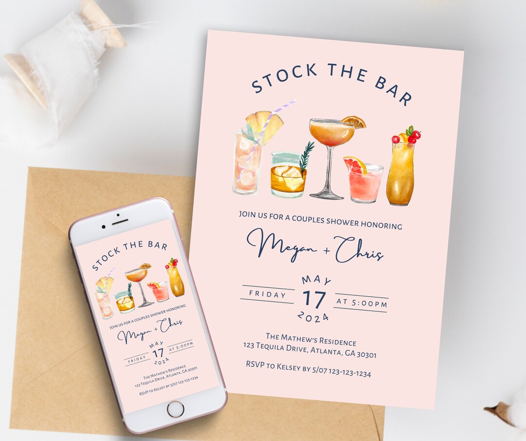 Stock the Bar Party Invitation | Instant Download Template | Couples ...