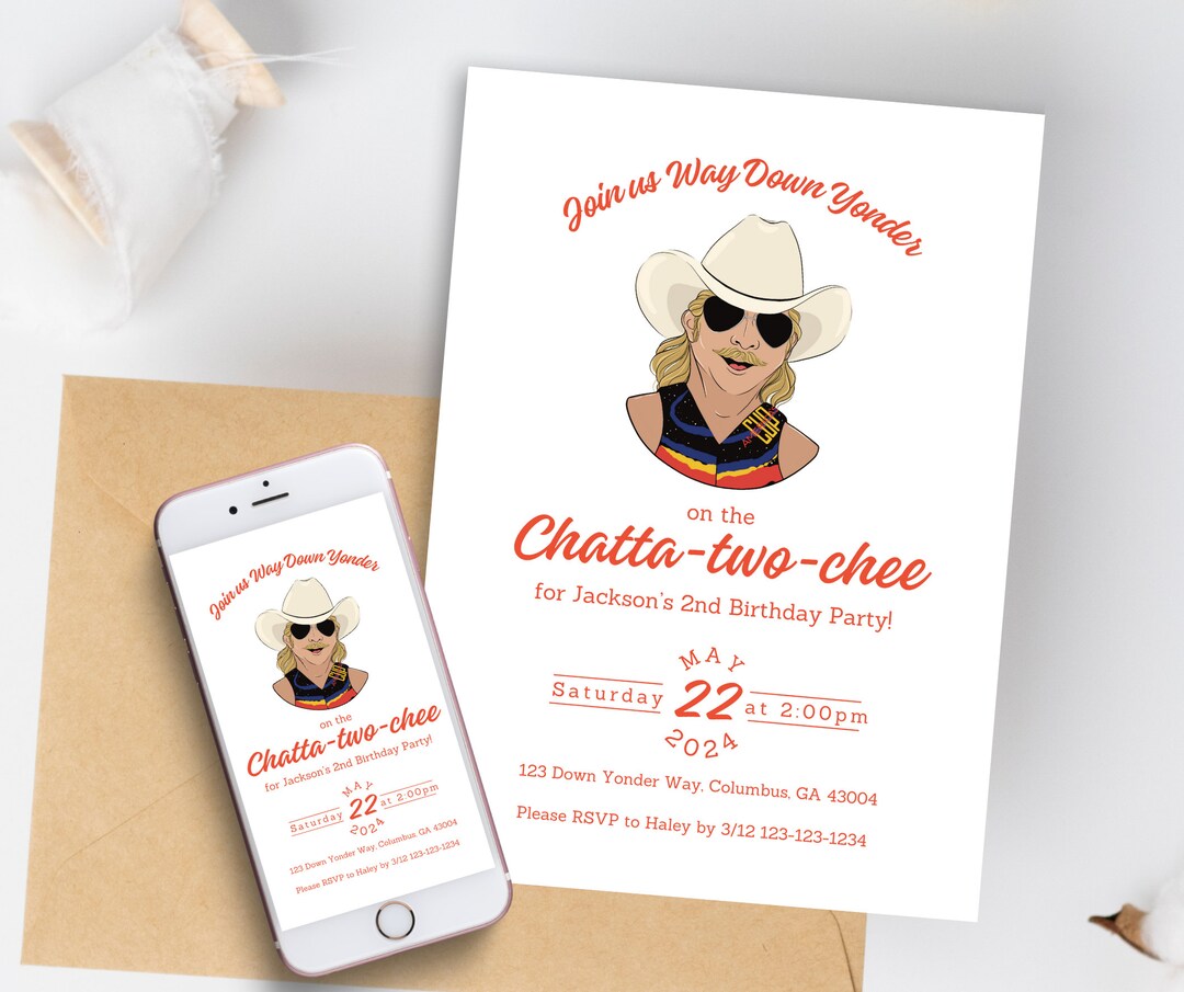 Way Down Yonder on the Chattatwochee Birthday Party Invite L Digital ...