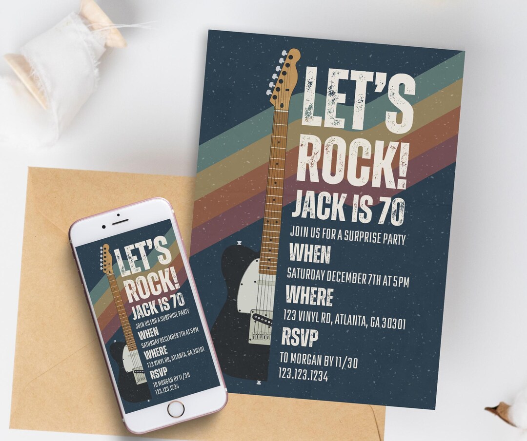 Rock and Roll Birthday Party Invitation Template Adult Birthday Invite ...