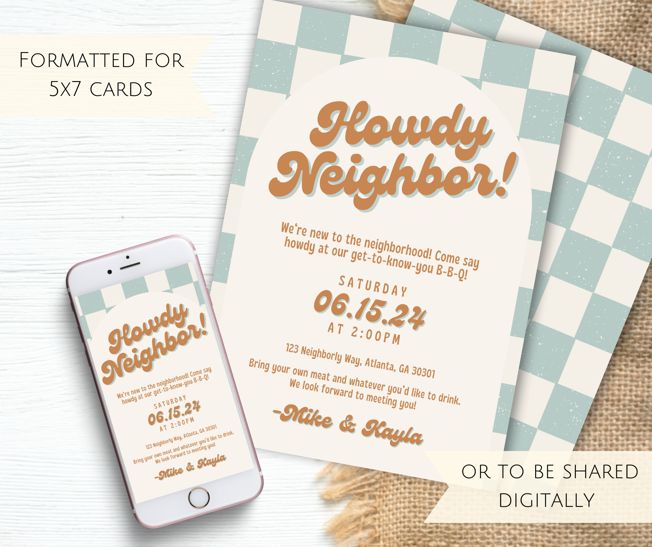 Howdy Neighbor Block Party Printable Invitation Template Digital ...