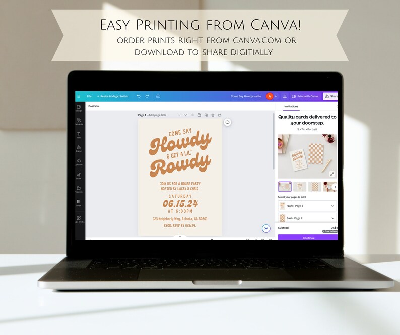 Retro Modern House Party Printable Invitation Template Funky ...