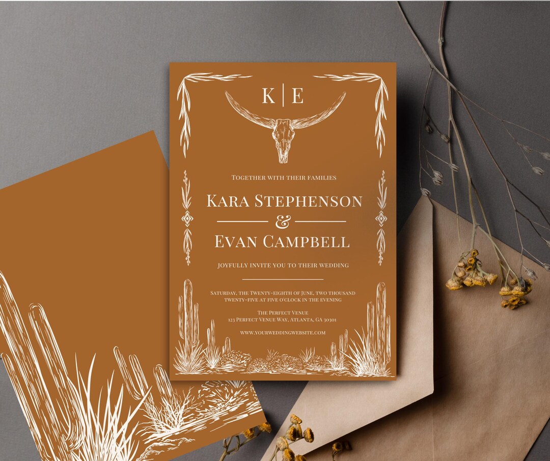 Vintage Western Wedding Invitation Template | Rustic Wedding Invite ...