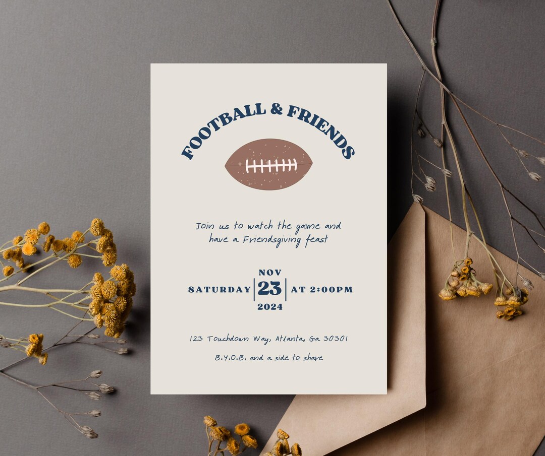 Minimalist Football and Friends Game Day Invitation Template Tailgate ...